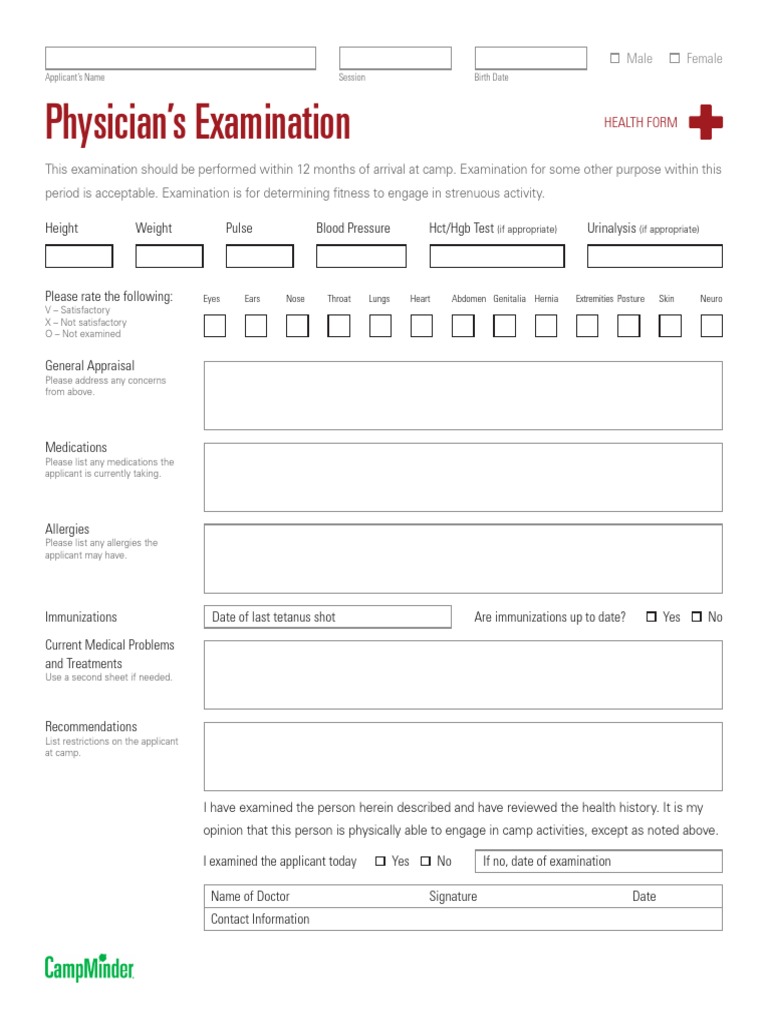 Physician's Examination: Health Form | PDF