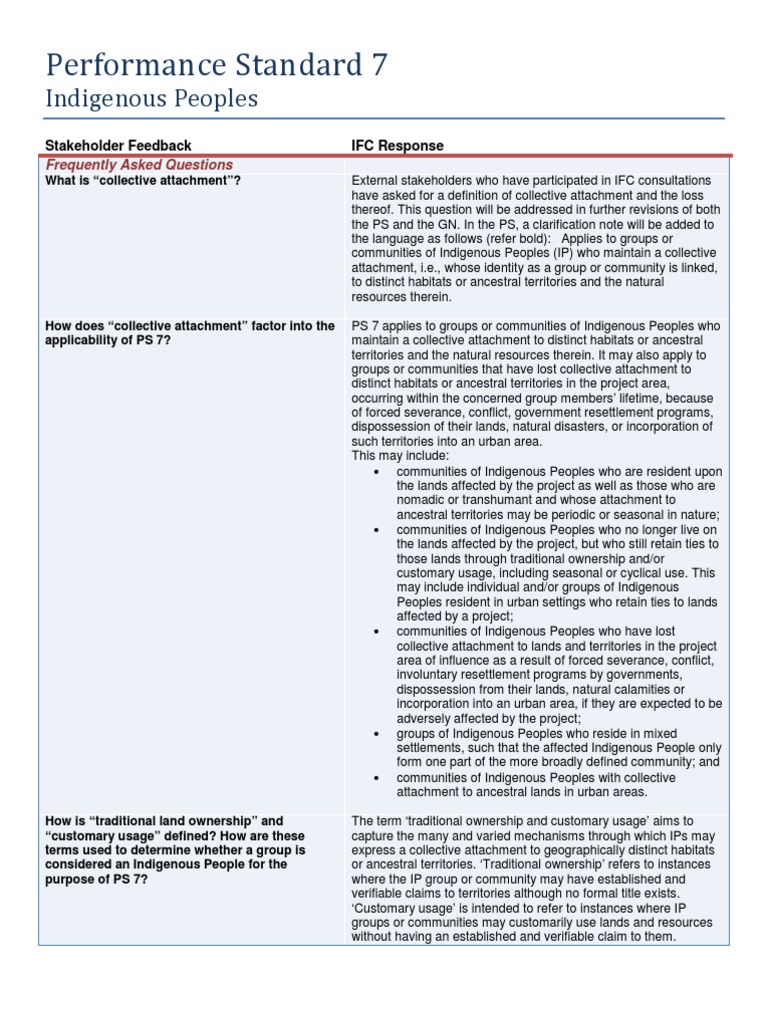 Performance Standard 7: Indigenous Peoples | PDF | Indigenous Peoples ...