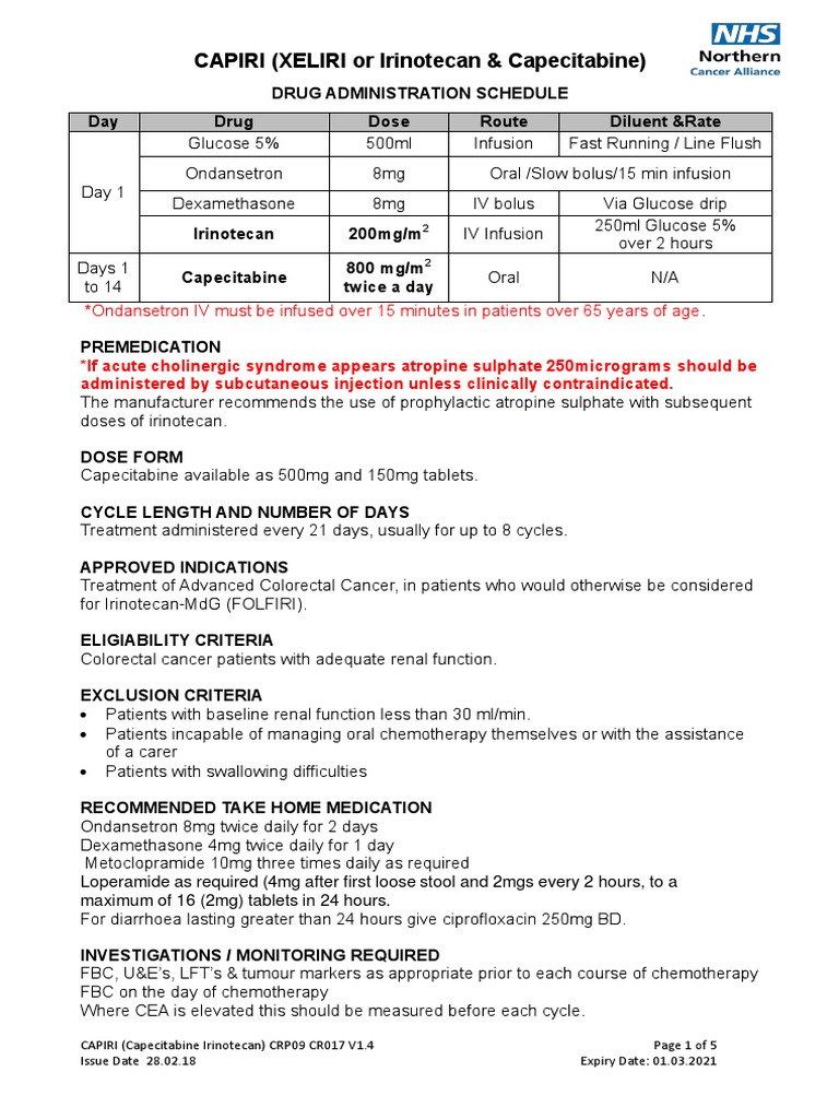 CAPIRI Capecitabine-Irinotecan (COLORECTAL CANCER) | PDF | Chemotherapy ...