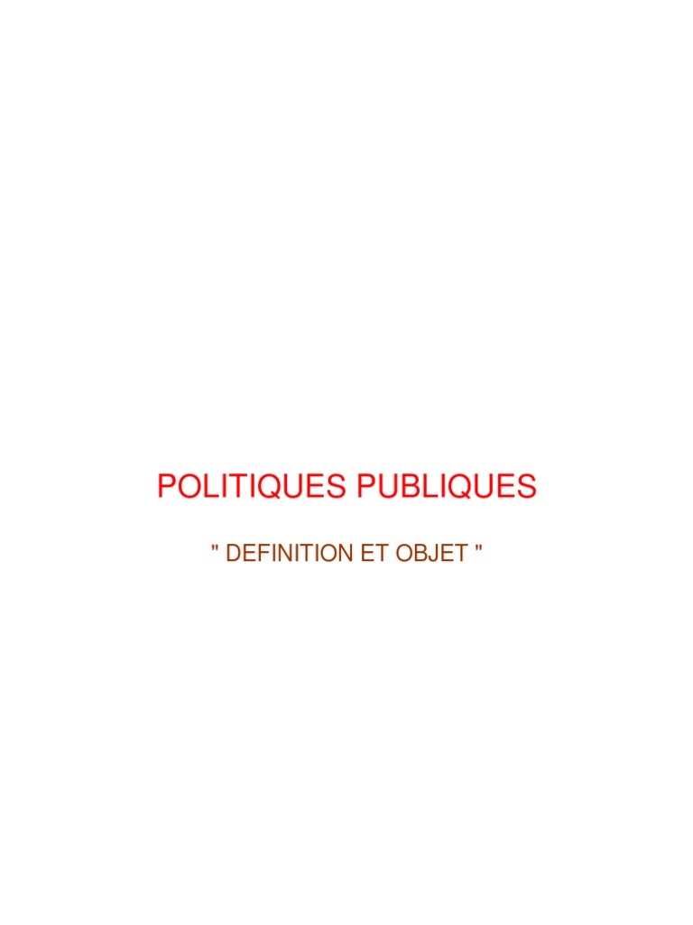 Politiques publiques - Définition et objet