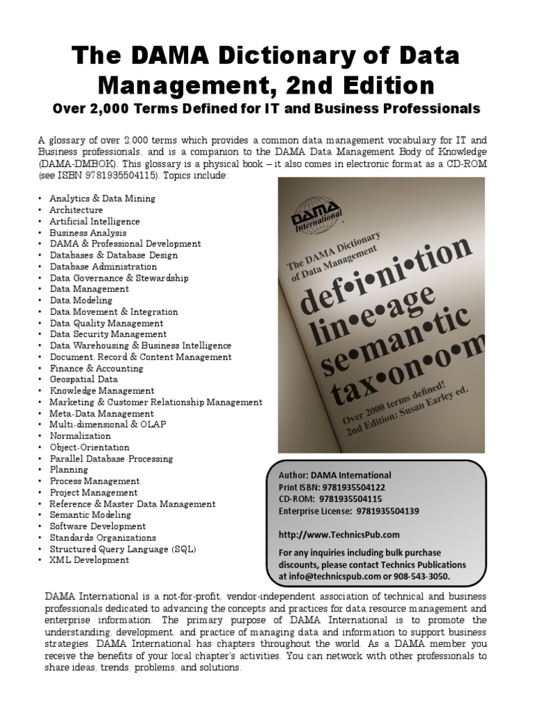 The DAMA Dictionary of Data Management, 2nd Edition: Over 2,000 Terms ...