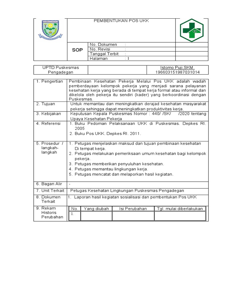 Sop Sosialisasi Dan Pembentukan Pos Ukk | PDF