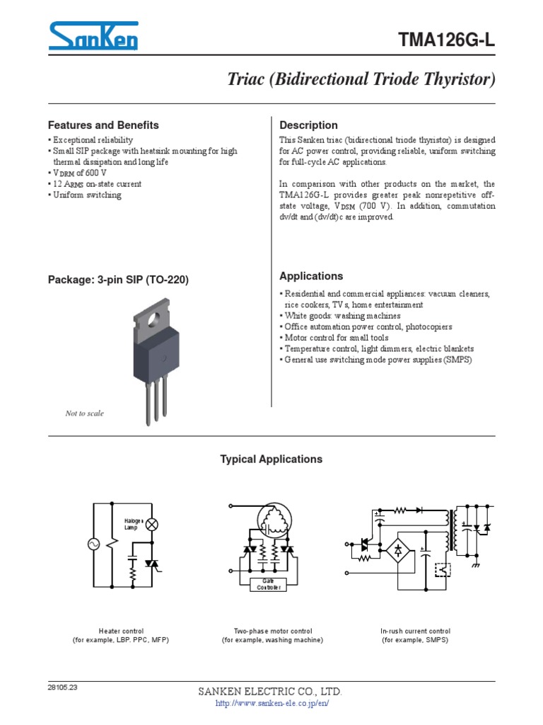 Triac (Bidirectional Triode Thyristor) : TMA126G-L | PDF | Reliability Engineering ...