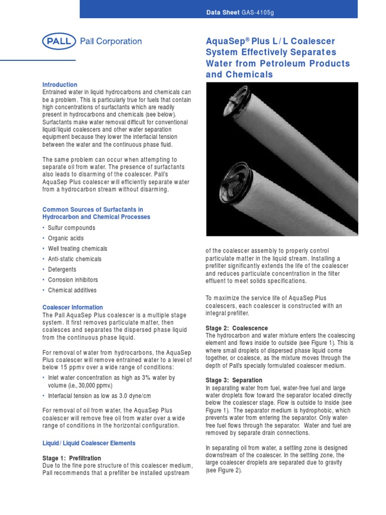Aquasep Plus LL Coalescers LSS2F2H | PDF | Liquids | Water