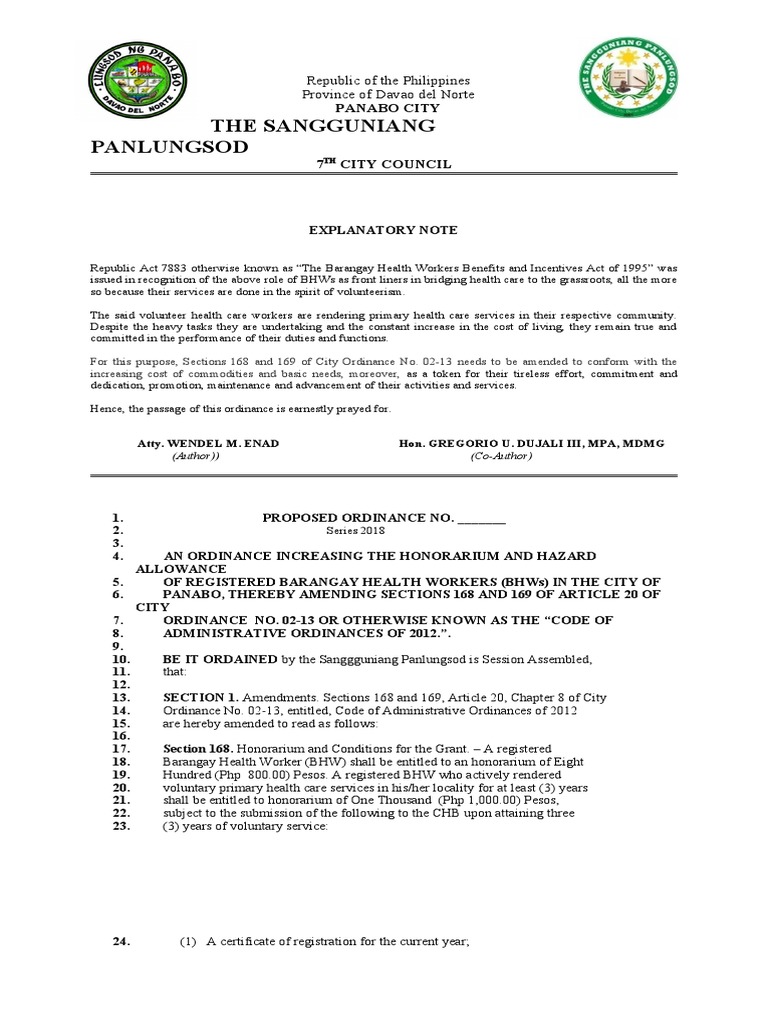 Ordinance Draft Template | PDF | Health Care | Justice