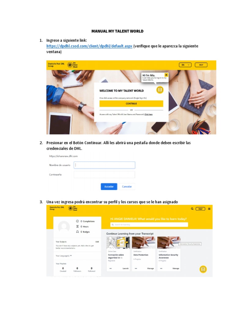 Manual My Talent World | PDF