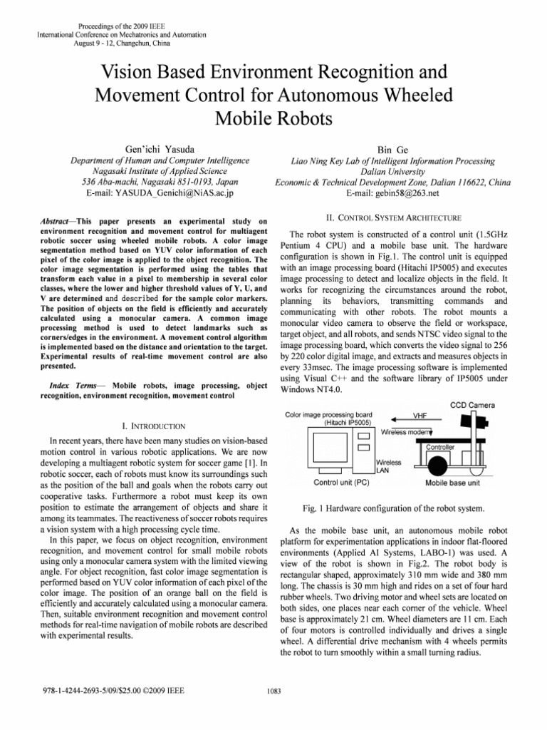 Vision Based Environment Recognition and Movement Control For Autonomous Wheeled Mobile Robots ...