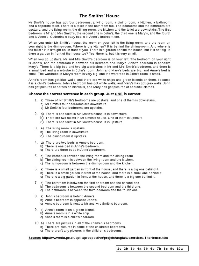 Reading The Smiths House PDF | PDF | Room | Bedroom