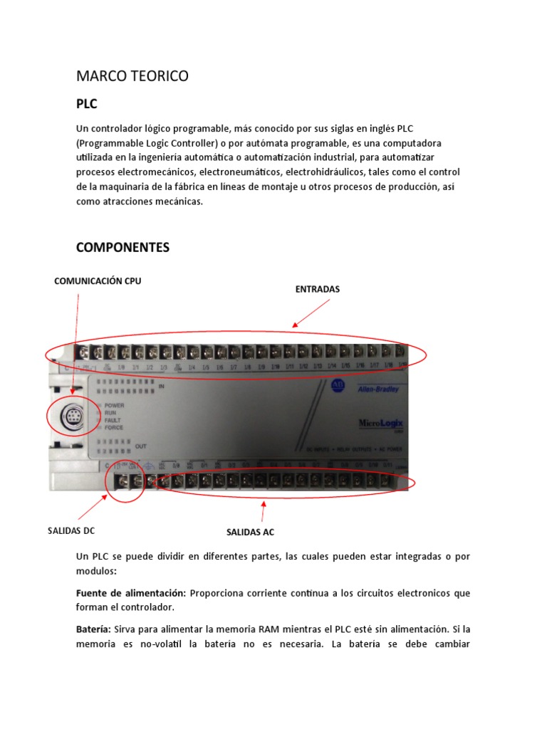 Qué es un PLC y su funcionamiento | PDF | Controlador lógico ...