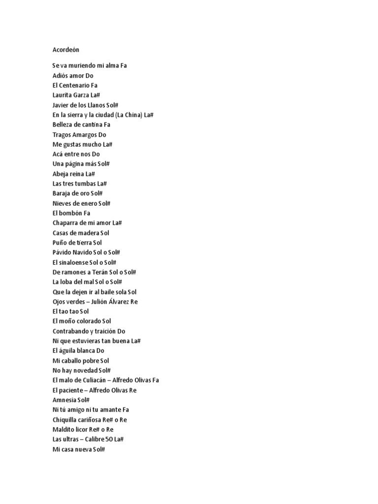 Notas de Canciones para Acordeón Mezquite | PDF | Amor