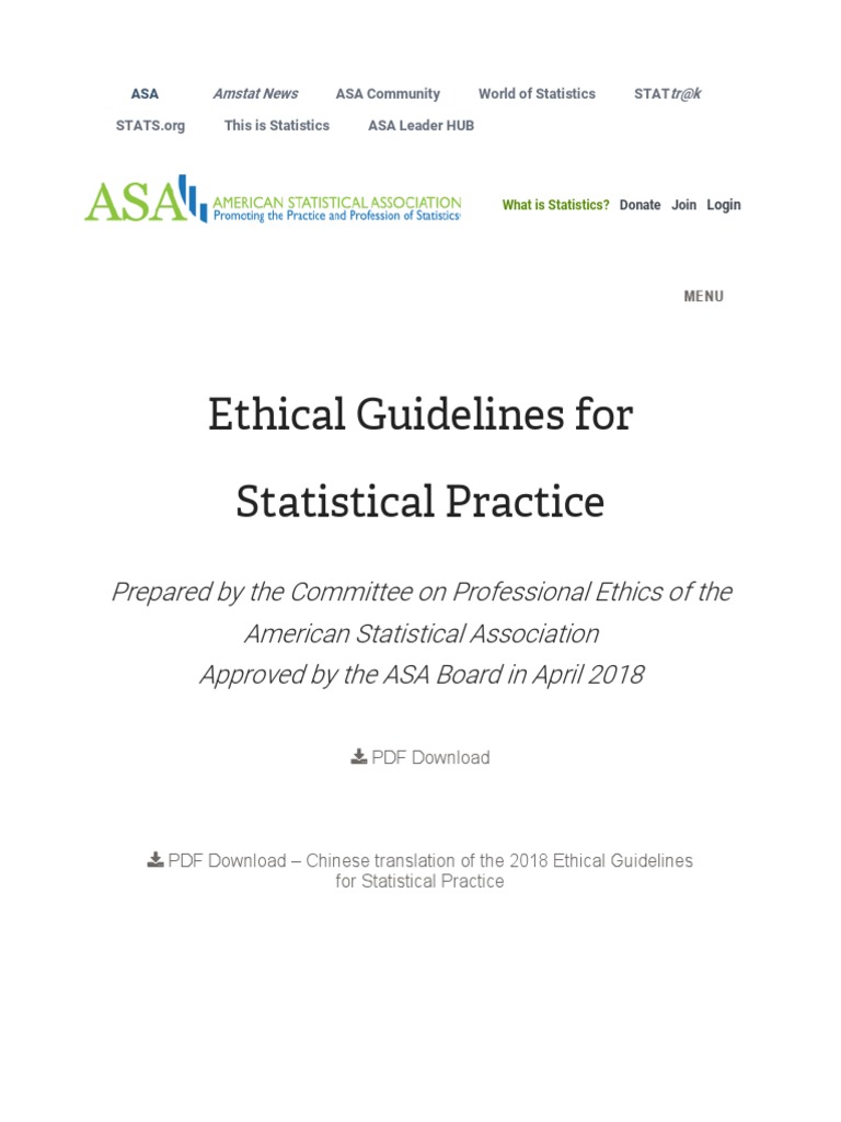 Ethical Guidelines For Statistical Practice | PDF | Statistics | Integrity