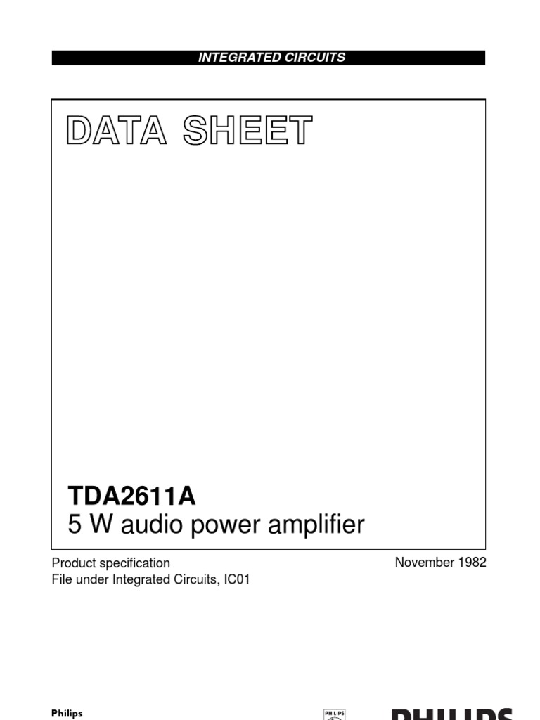 TDA2611A 5W Audio Amplifier Datasheet | PDF | Soldering | Amplifier