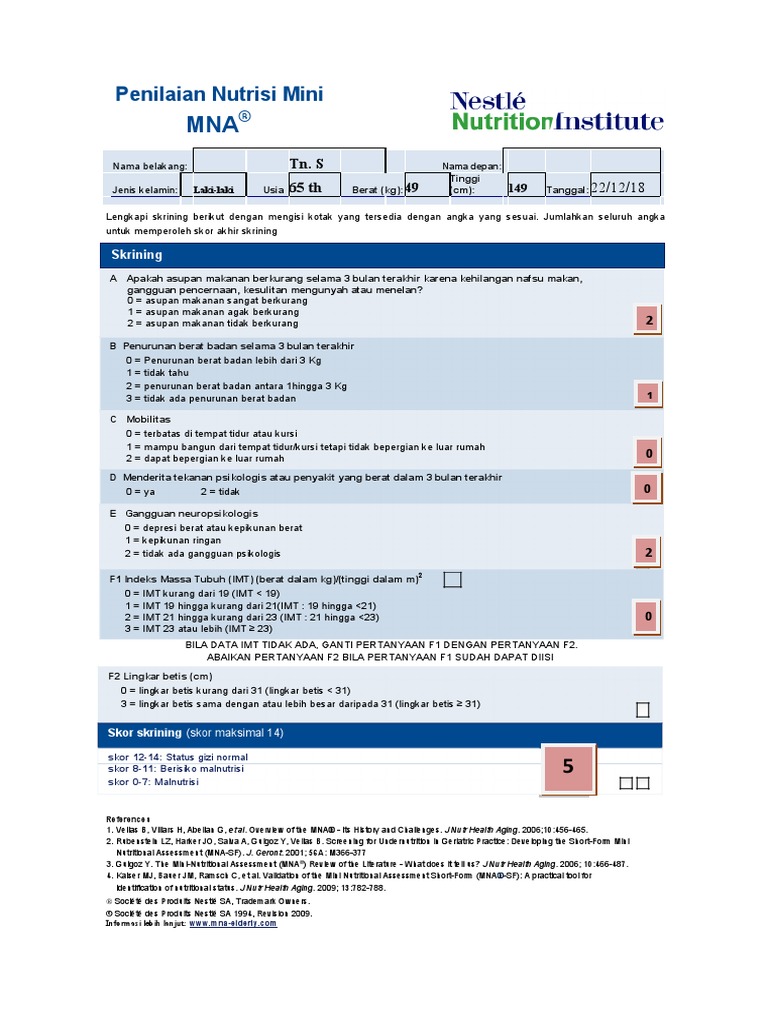 Formulir Skrining MNA | PDF | Kesehatan Holistik