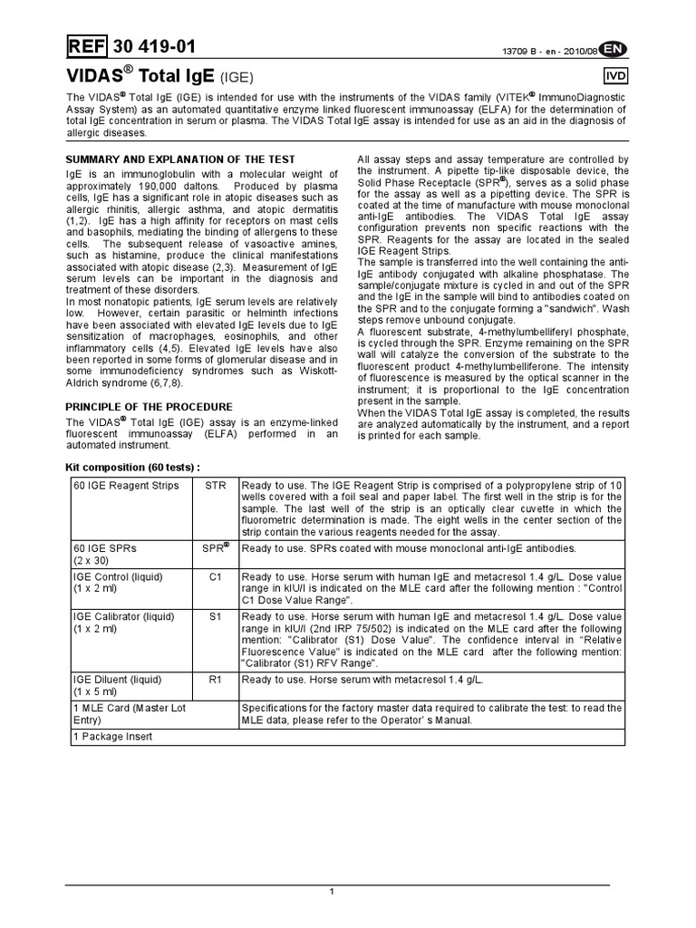 Total Ige PDF | PDF | Allergy | Immunoassay