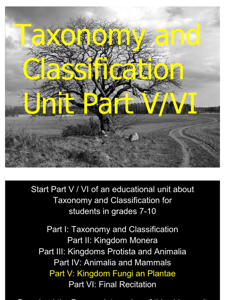 Taxonomy and Classification Unit Part V For Educators - Download Unit ...