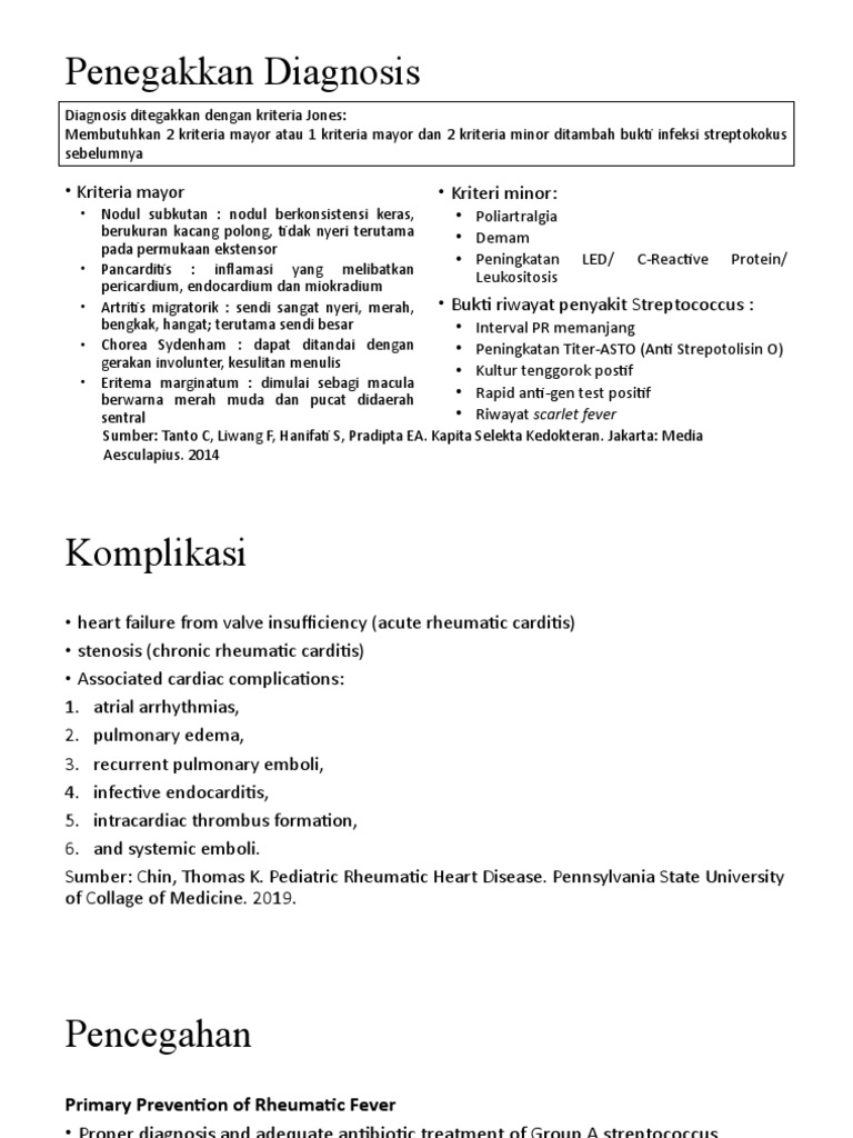 Diagnosis, Komplikasi, Pencegahan PJR | PDF | Cardiovascular System | Medical Specialties