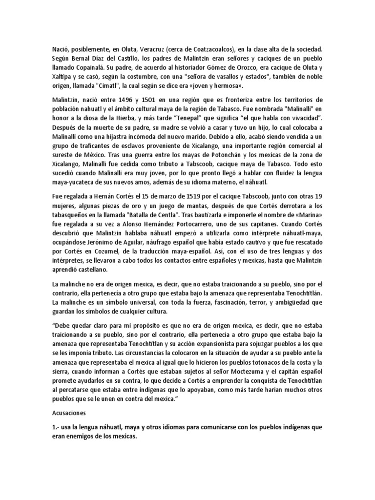 La Malinche | PDF | Pueblos Indígenas de las Américas | Mesoamérica