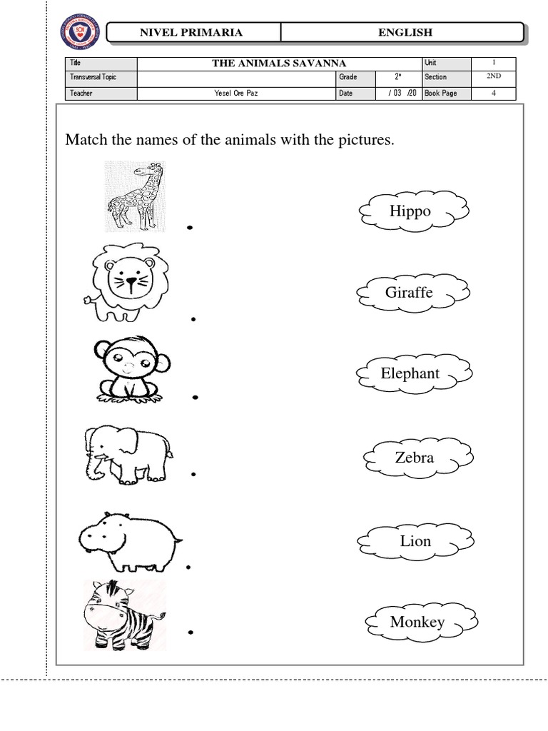 Animals of the Savanna for Grade 2 | PDF