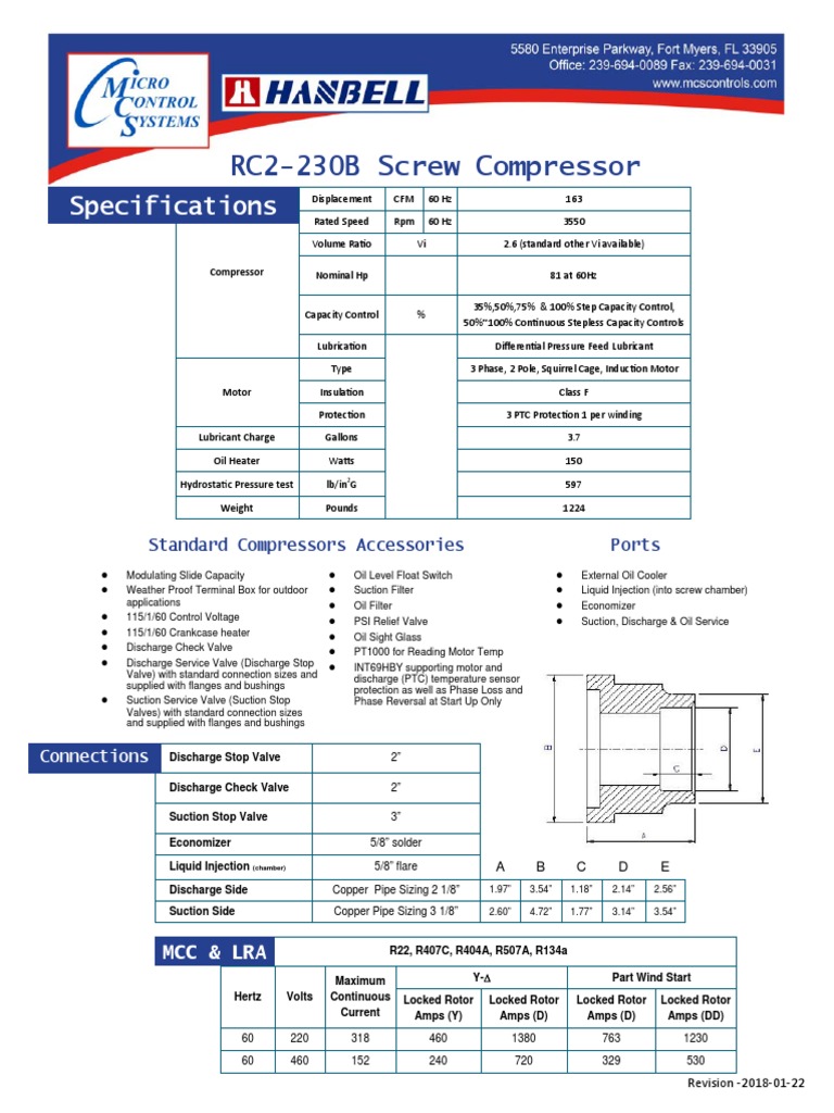 Hanbell Spec Sheet RC2-230B PDF | PDF | Electric Motor | Valve