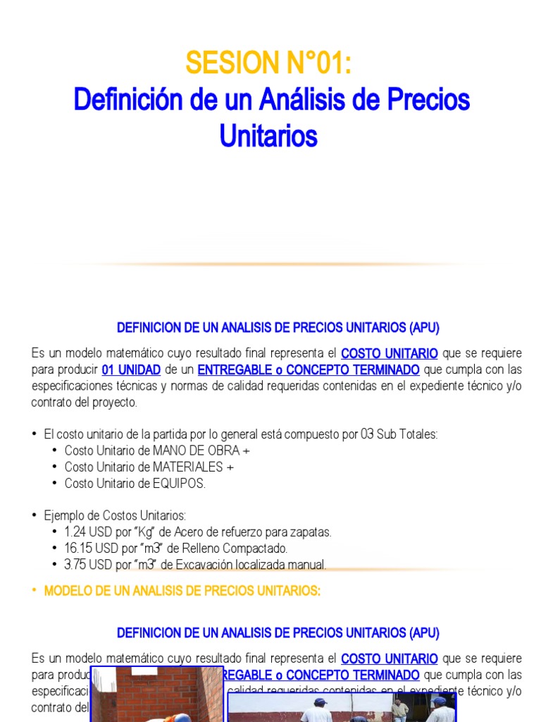 Clase 01 Definición de Un Análisis de Precios Unitarios | PDF | Science ...