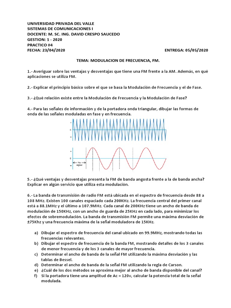 Practico 4 2020 Modulacion FM PM | PDF | Modulación de frecuencia ...