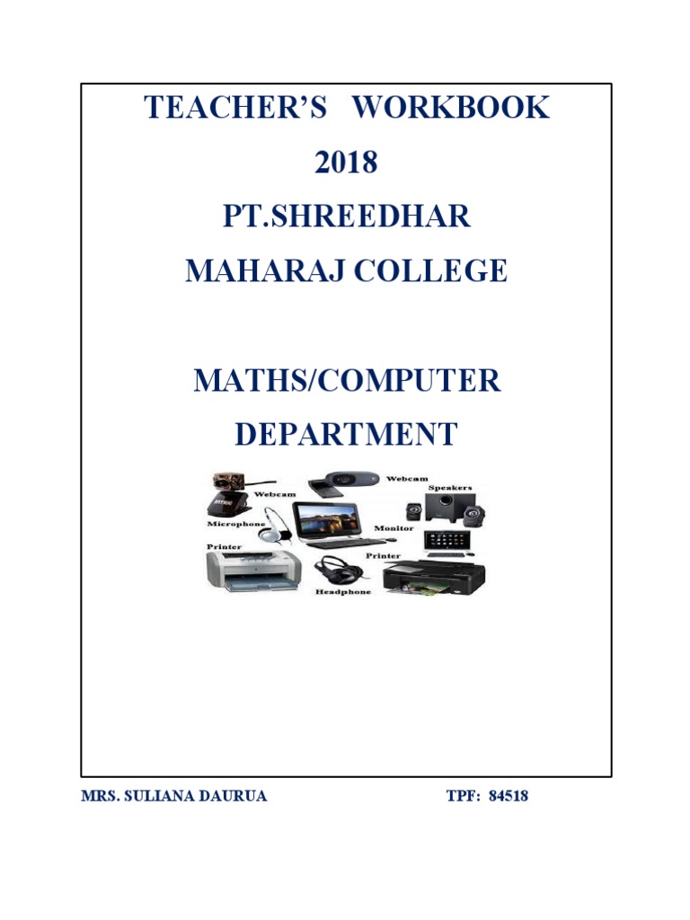 Teacher'S Workbook 2018 PT - Shreedhar Maharaj College: Mrs. Suliana ...