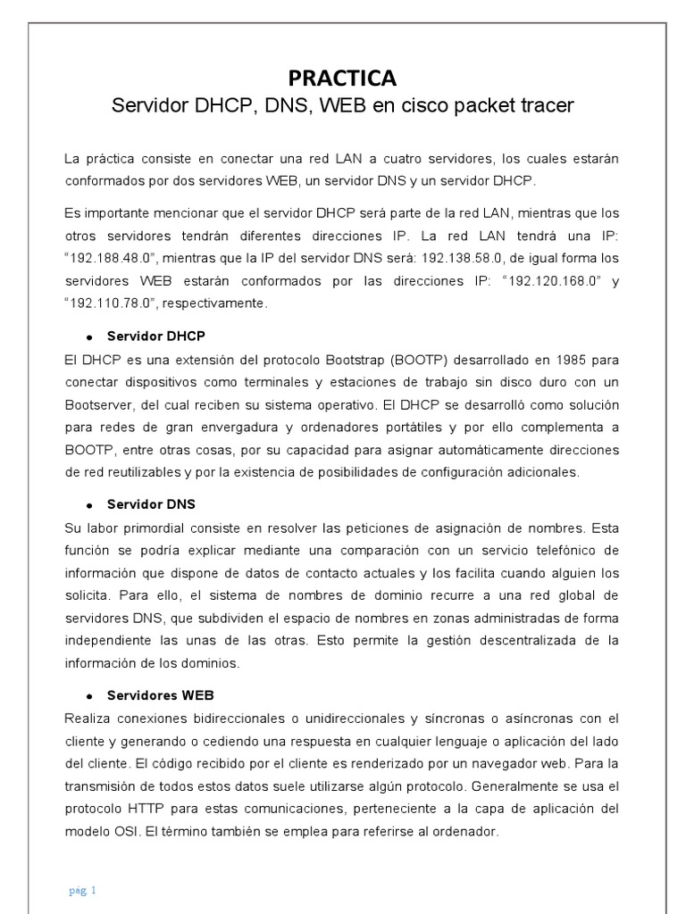 Configuración de una red LAN con servidores DHCP, DNS y WEB utilizando enrutamiento estático en ...
