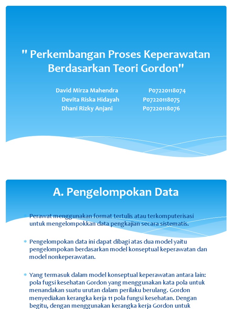 Perkembangan Proses Keperawatan Berdasarkan Teori Gordon'' | PDF ...
