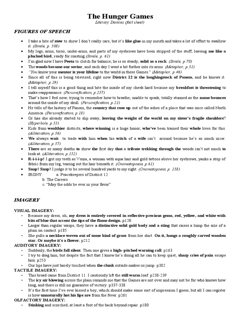 The Hunger Games: Figures of Speech | PDF