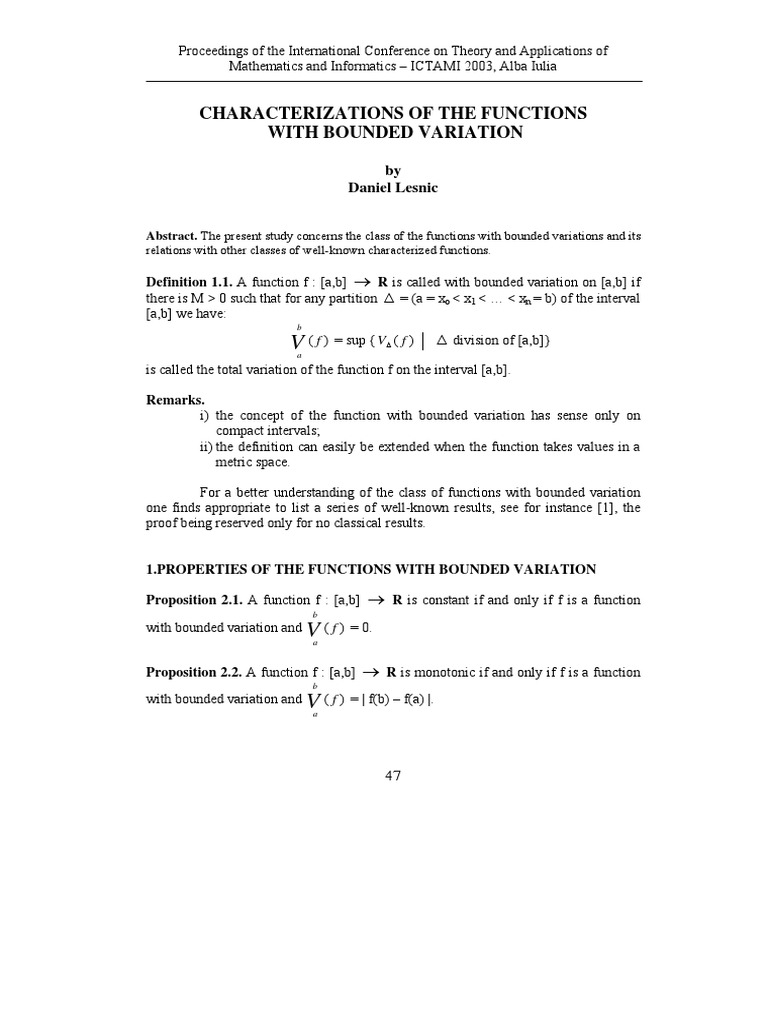 51 501 5 Lesnic Characterizations of The Functions | PDF | Theorem | Monotonic Function