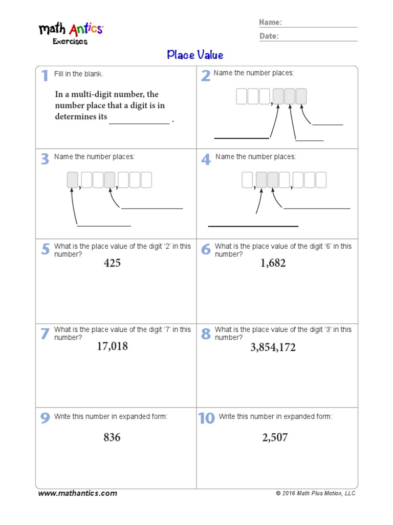 Place Value: - in A Multi-Digit Number, The Number Place That A Digit ...