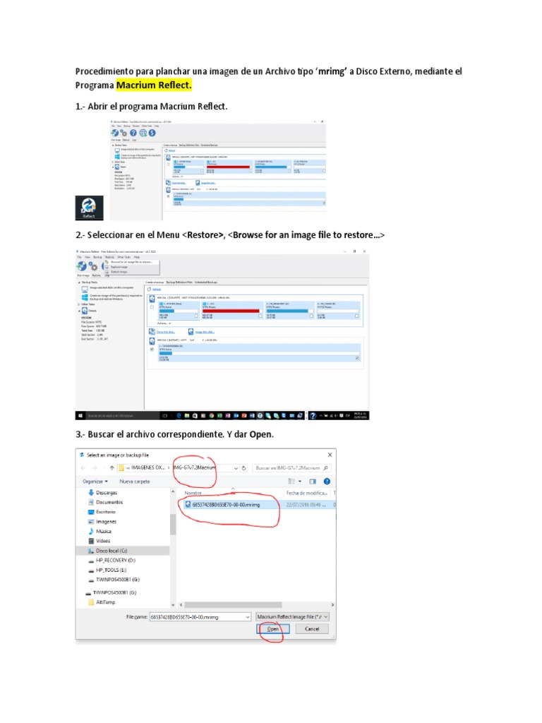 Procedimiento Img Macrium Reflect | PDF