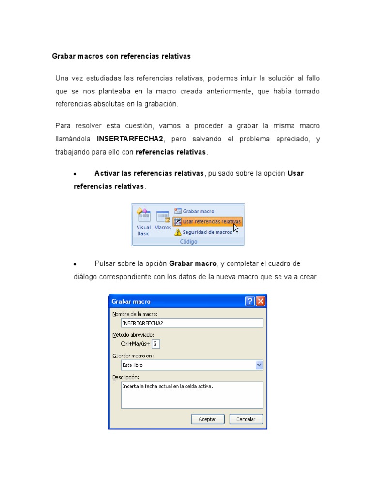 Grabar Macros con Referencias Relativas | PDF | Macro (informática) | Informática