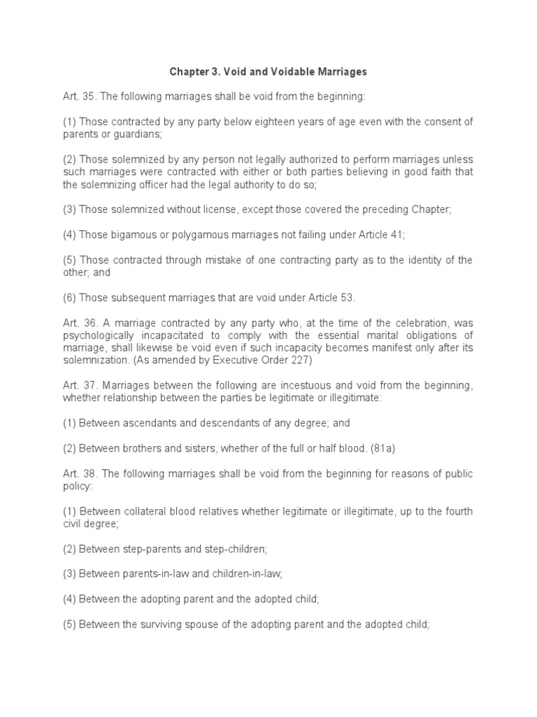 Chapter 3. Void and Voidable Marriages | PDF | Annulment | Marriage