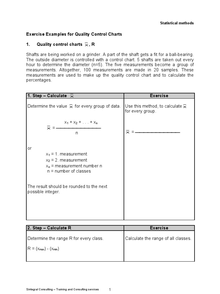 Exercise Examples For Quality Control Charts | PDF | Statistics ...