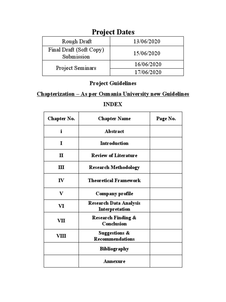 MBA Project Guidelines OU Format 2018-2020 | PDF | Academic Degree | Data