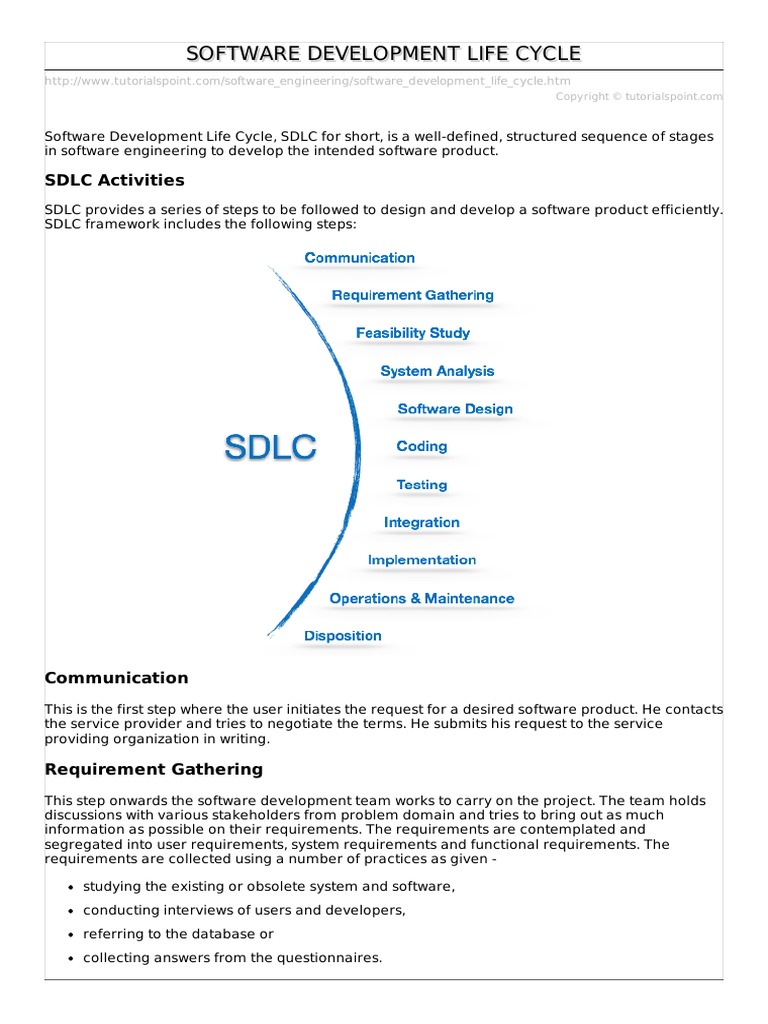Software Development Life Cycle PDF | PDF