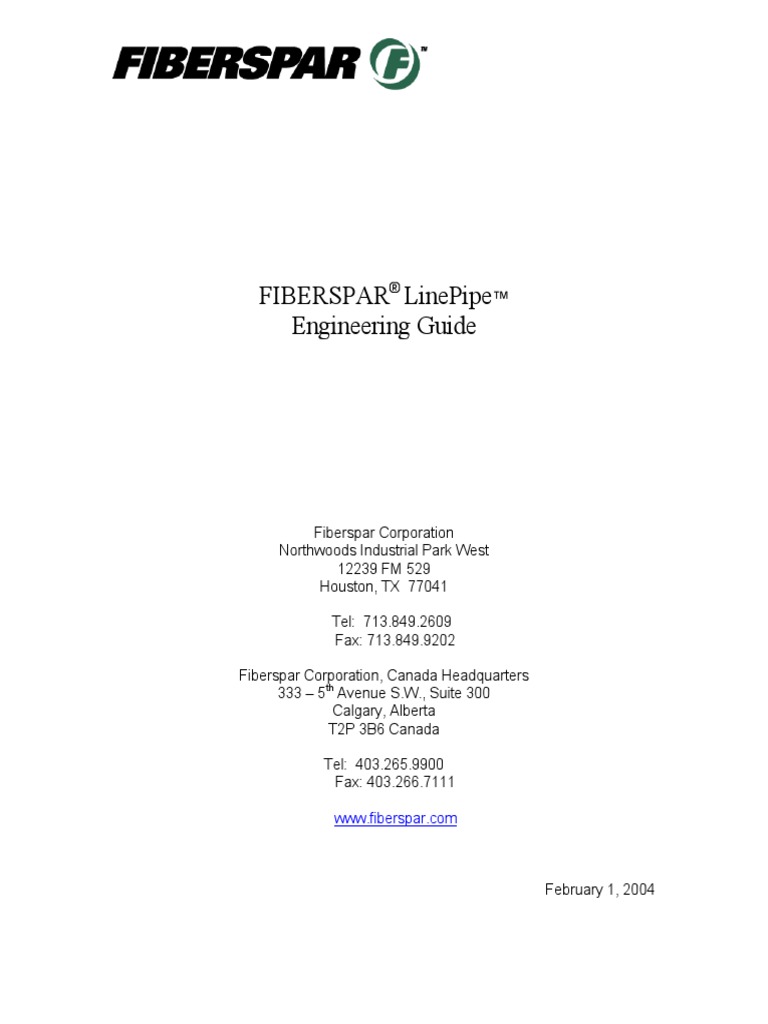 Fiberspar Linepipe Engineering Guide | PDF | Fiberglass | Pipe (Fluid ...