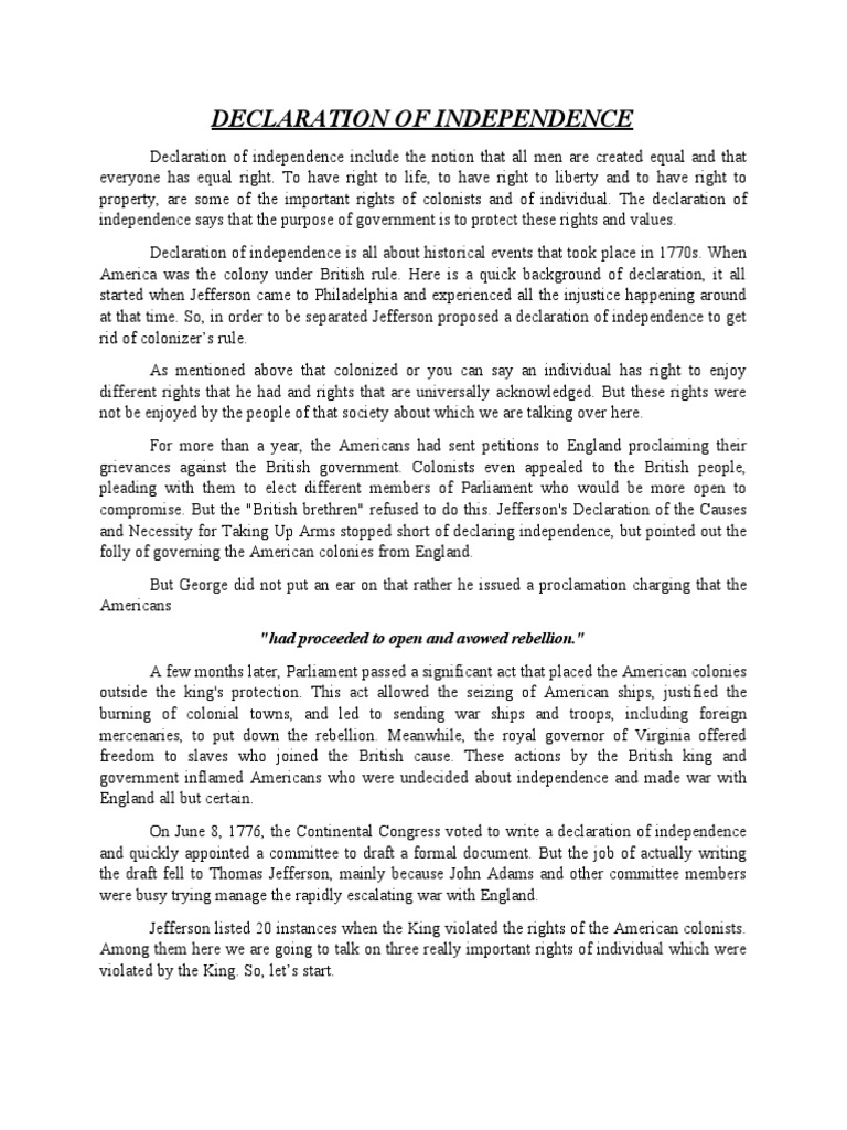 Declaration of Independence | PDF | United States Declaration Of ...