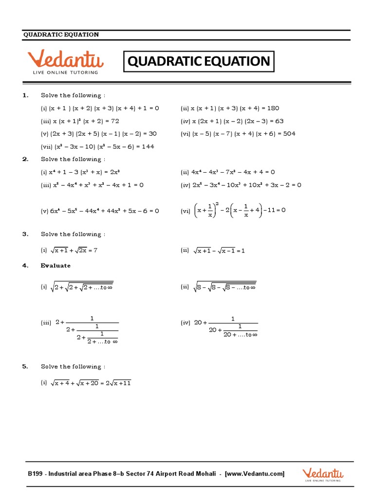 Quadratic Equation (1) .PMD PDF | PDF | Equations | Mathematical Concepts