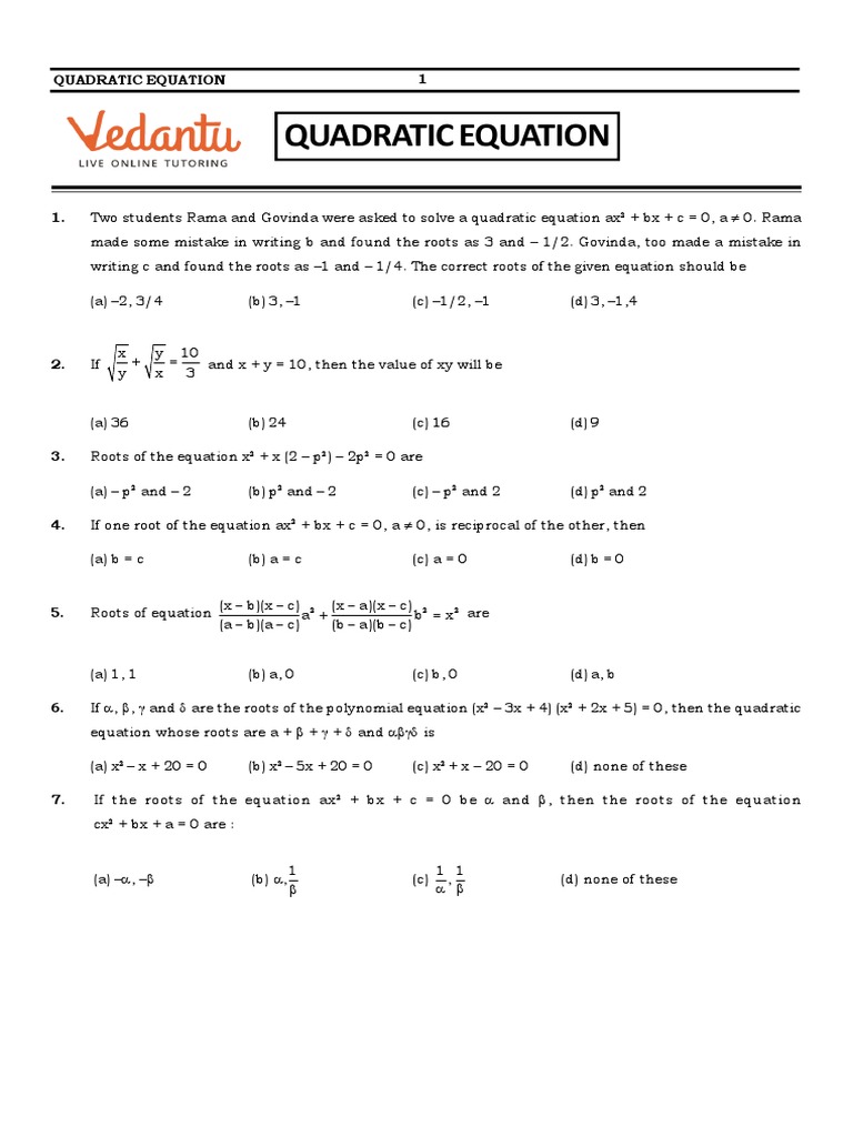 Quadratic Equation (2) .PMD PDF | PDF | Quadratic Equation | Numerical ...