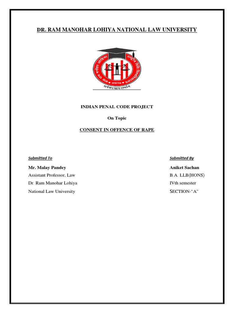 Ipc Project Final | PDF | Rape | Consent