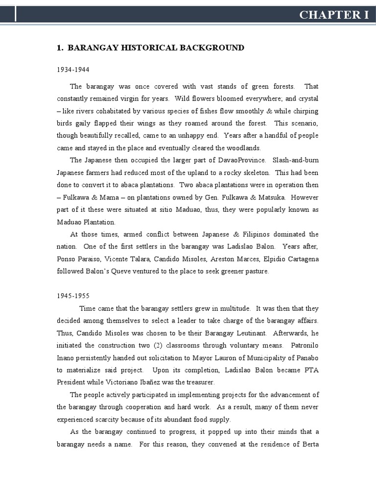 Barangay Historical Background | PDF