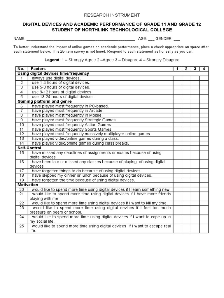 Digital Devices and Academic Performance of Grade 11 and Grade 12 ...