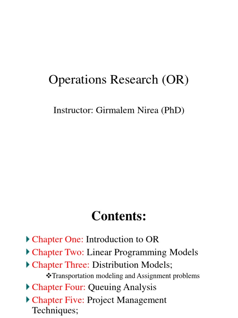 Ch1 Introduction To OR | PDF | Mathematical Model | Operations Research