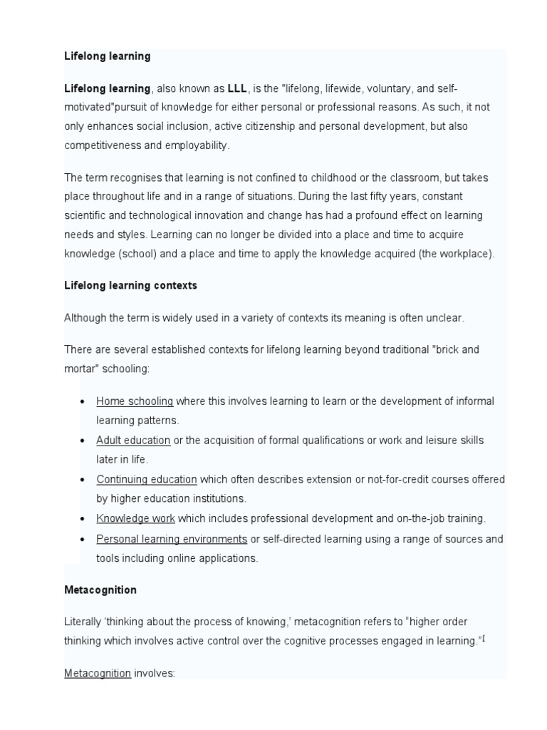 The Benefits of Lifelong Learning: Developing Skills, Wisdom and ...