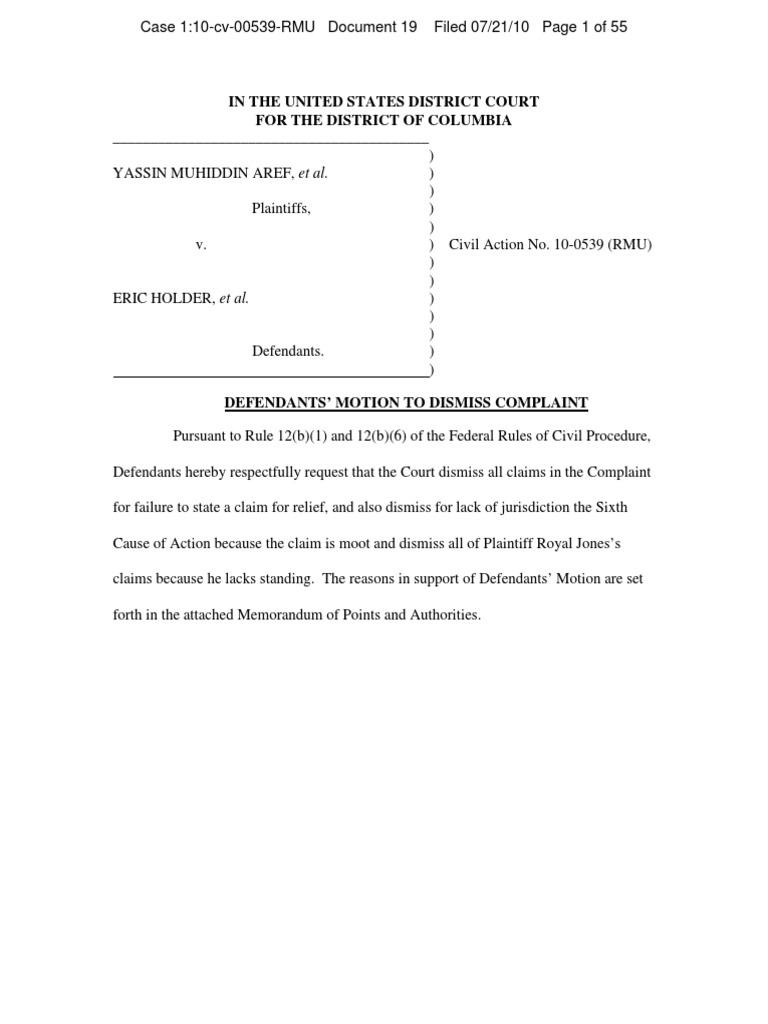 19 Defendants' Motion To Dismiss | PDF | Standing (Law) | Due Process ...