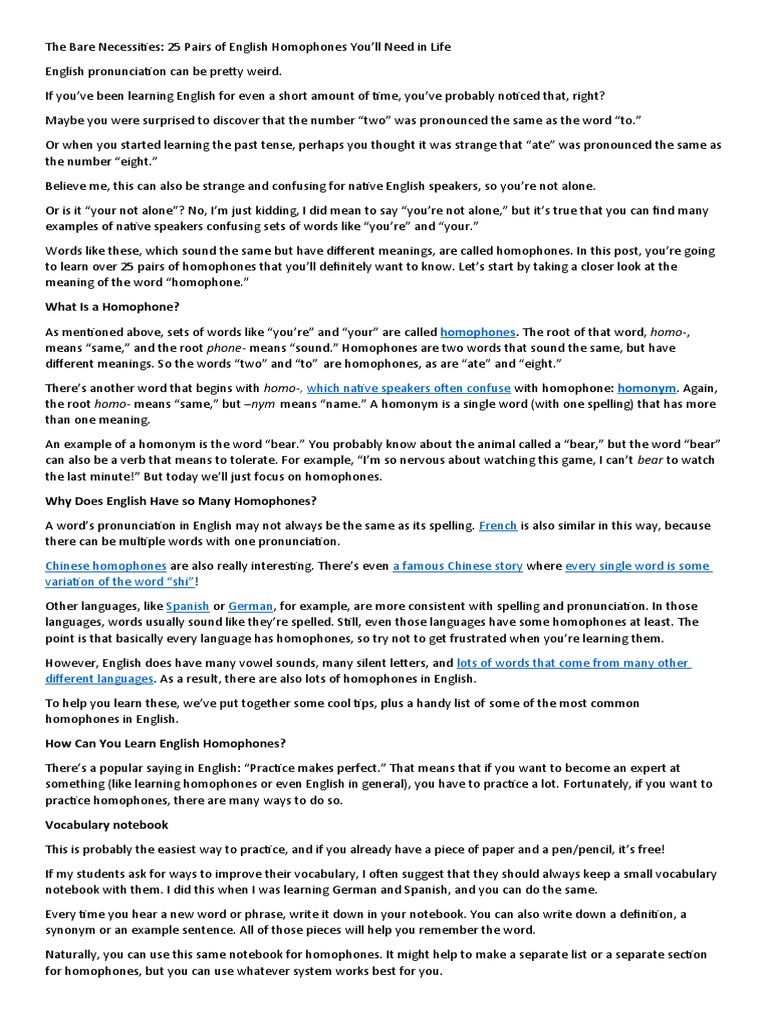 What Is A Homophone? - The Root of That Word, Homo-,: Which Native ...