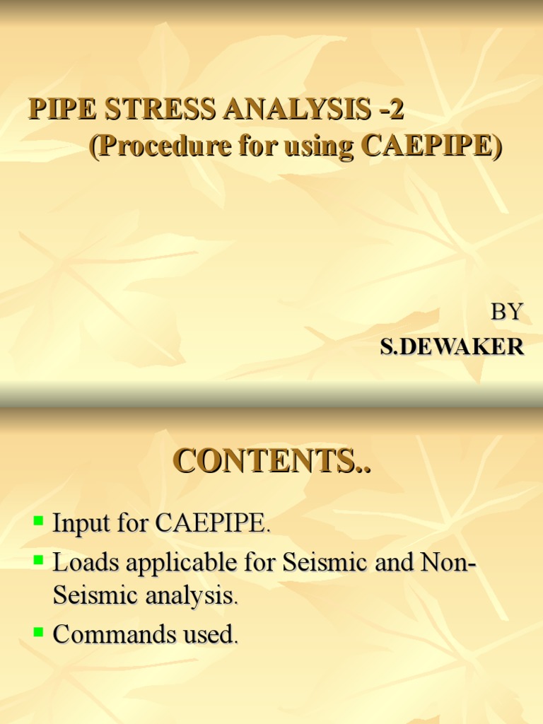 Pipe Stress Analysis - 2 (Procedure For Using CAEPIPE) | PDF ...