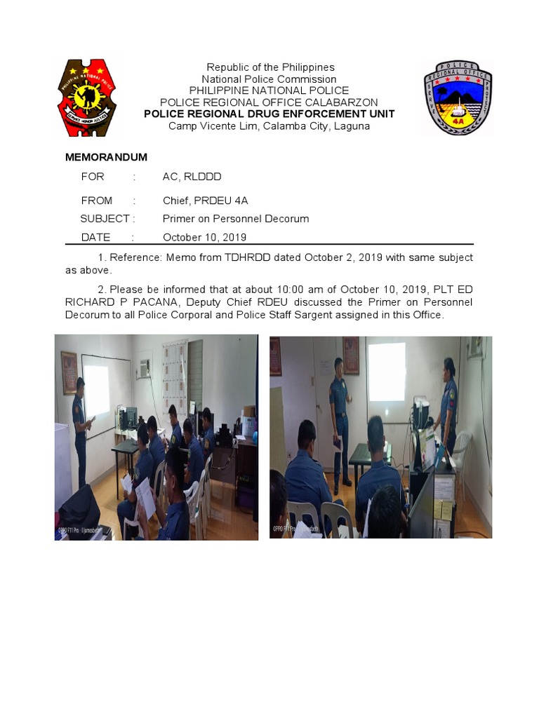 After Activity Report Primer On Personnel Decorum | PDF